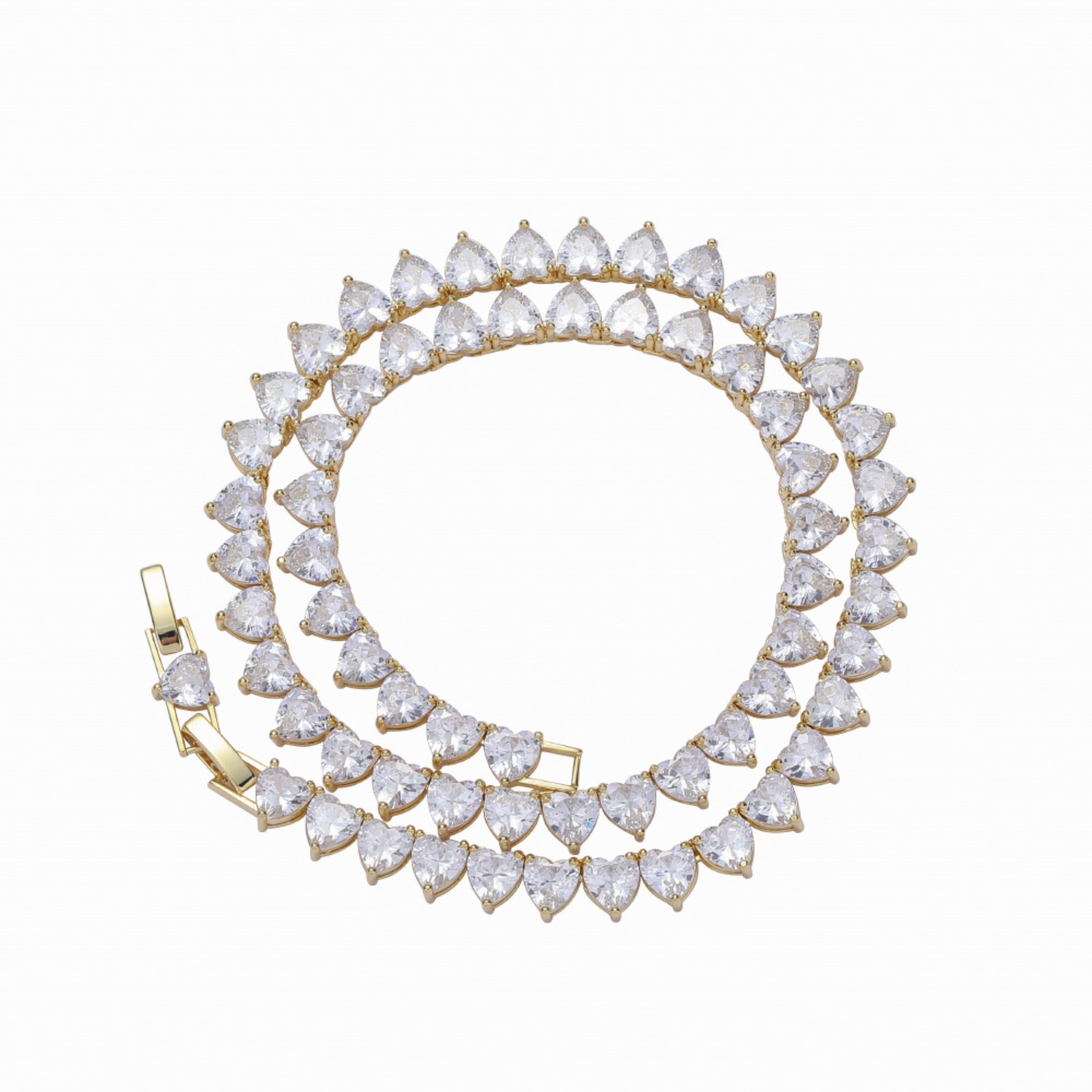 6MM Tennis Necklace for Women 18K Gold Plated Heart Cut Lab Diamond ...