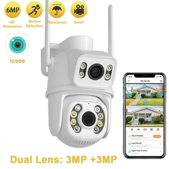 6MP 2K Dual Lens Outdoor Security Camera with Human Detect Auto ...