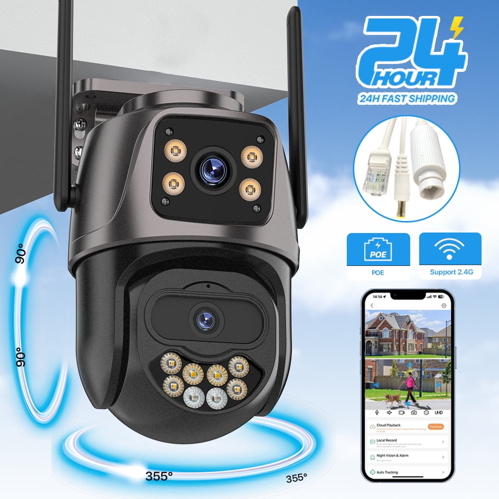 6MP HD Dual Lens WIFI POE Camera Dual Screens Outdoor IP PTZ Camera Auto Tracking Surveillance ...