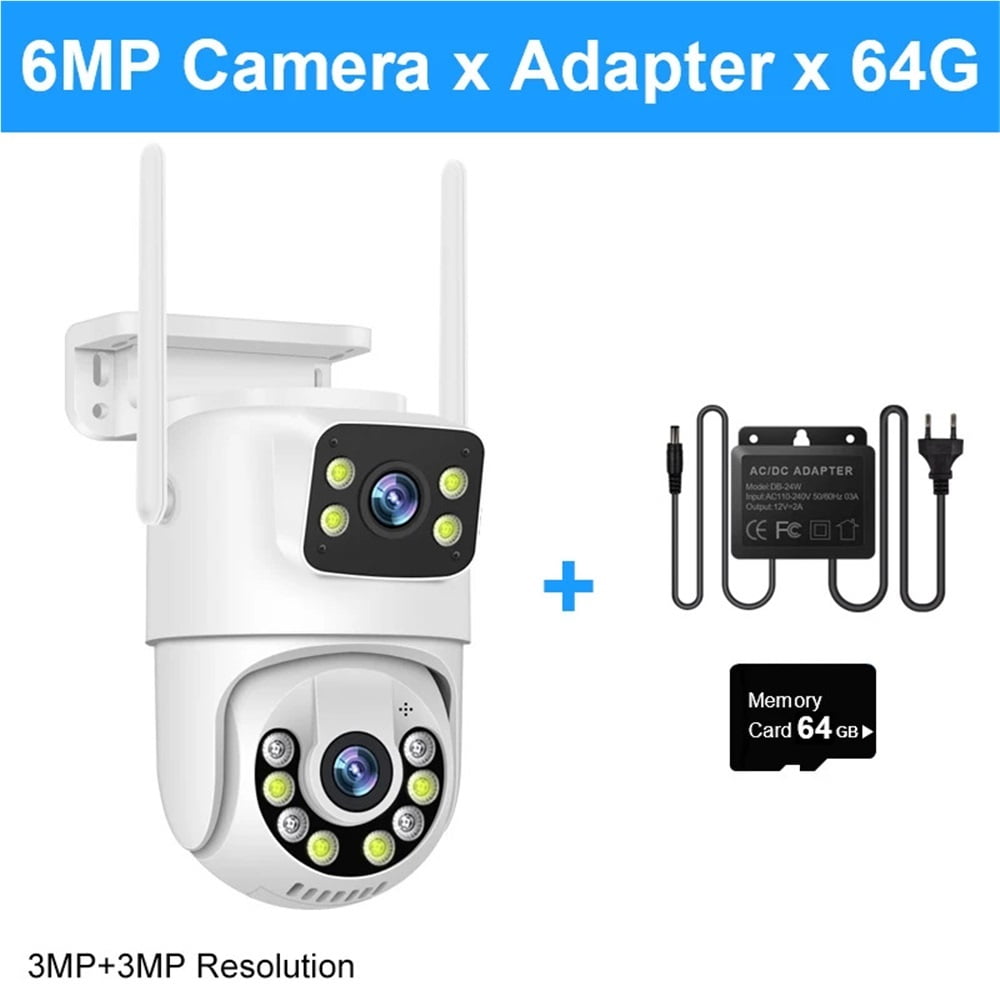 6MP PTZ WiFi IP Camera Dual Lens With Dual Screen Two-way Audio Auto ...