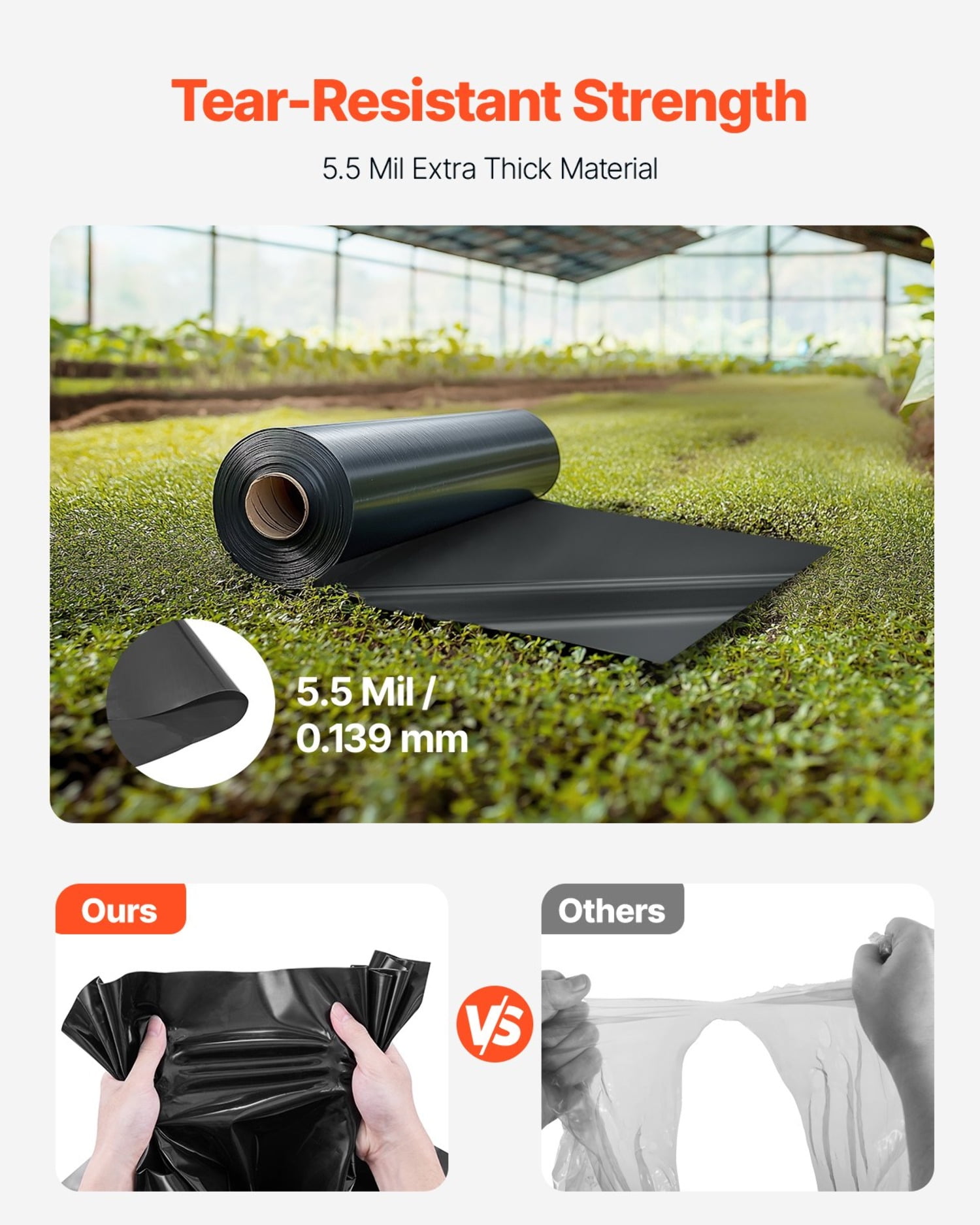 6Mil Plastic Sheeting Roll 10 x 100 FT Heavy Duty Polyethylene Black ...