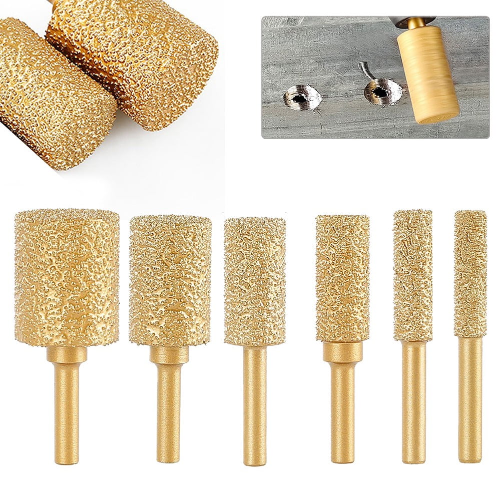 6Mm Round Shank Vacuum Brazed Diamond Burr Head Grinding Rotary File ...