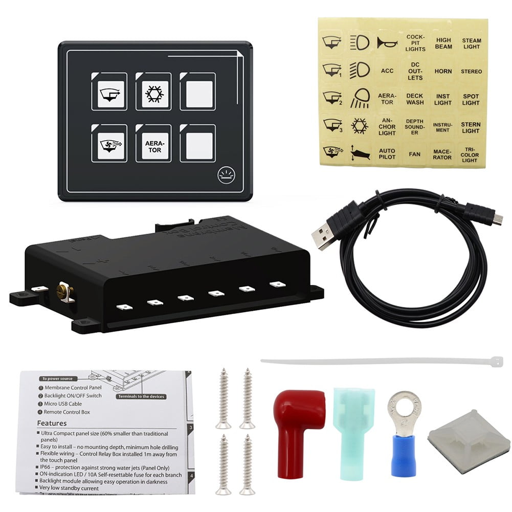 6P Membrane Control Waterproof Switch Panel Compatible-Bluetooth App ...
