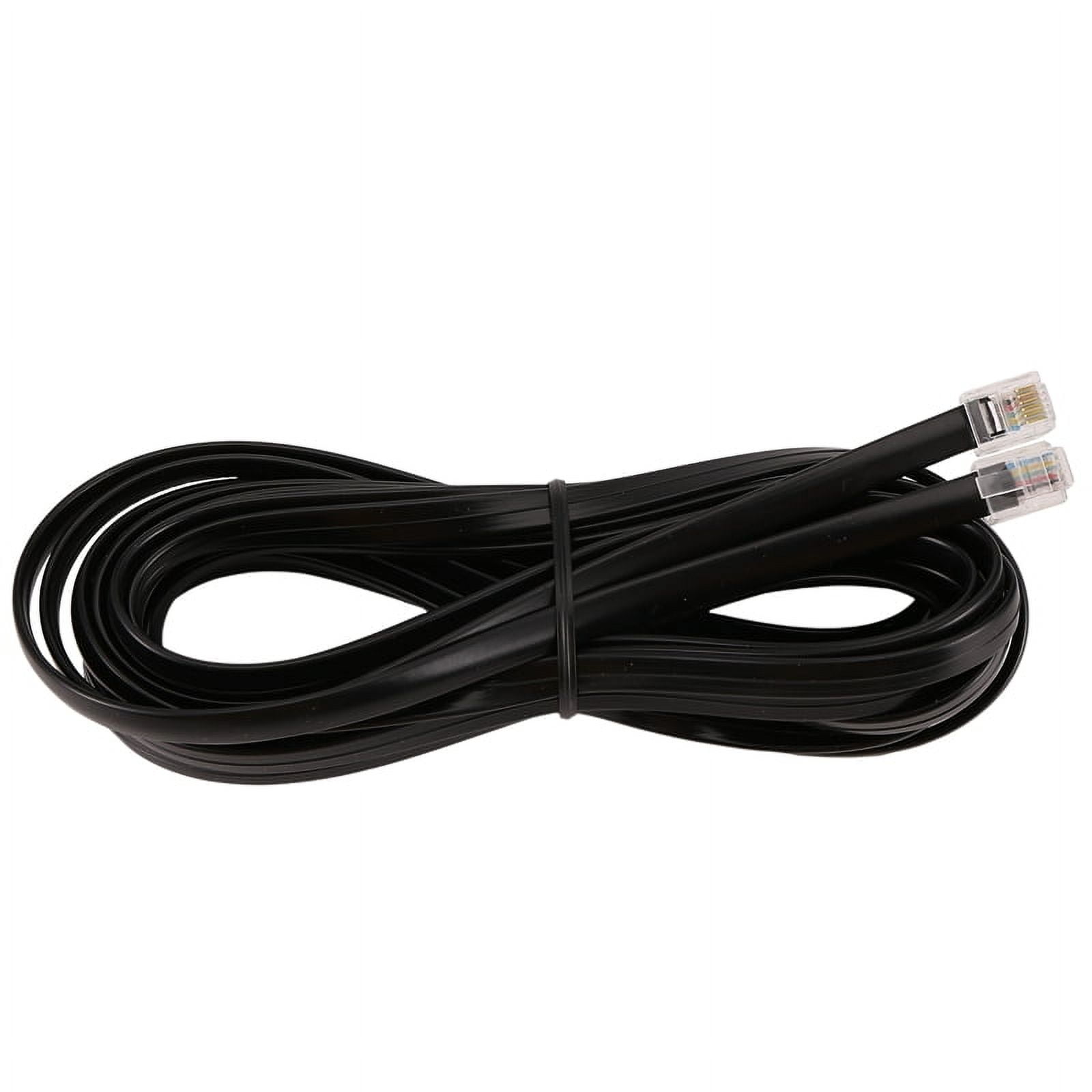 6P6C RJ11 Telephone Extension Fax Modem Cable Line 5M Length Black - Walmart.com