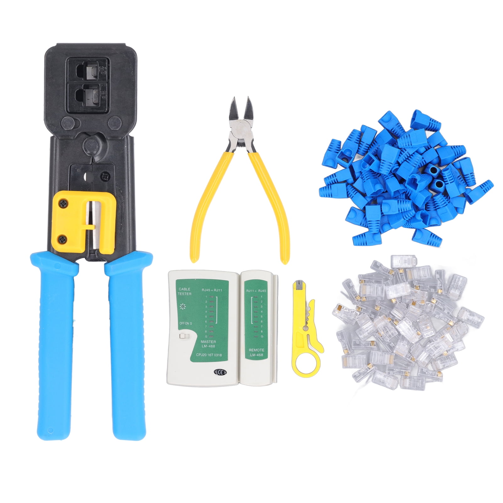 6P8P Crimp Tool Kit Crimper Stripper Wire Cutter Network Tester Crystal ...