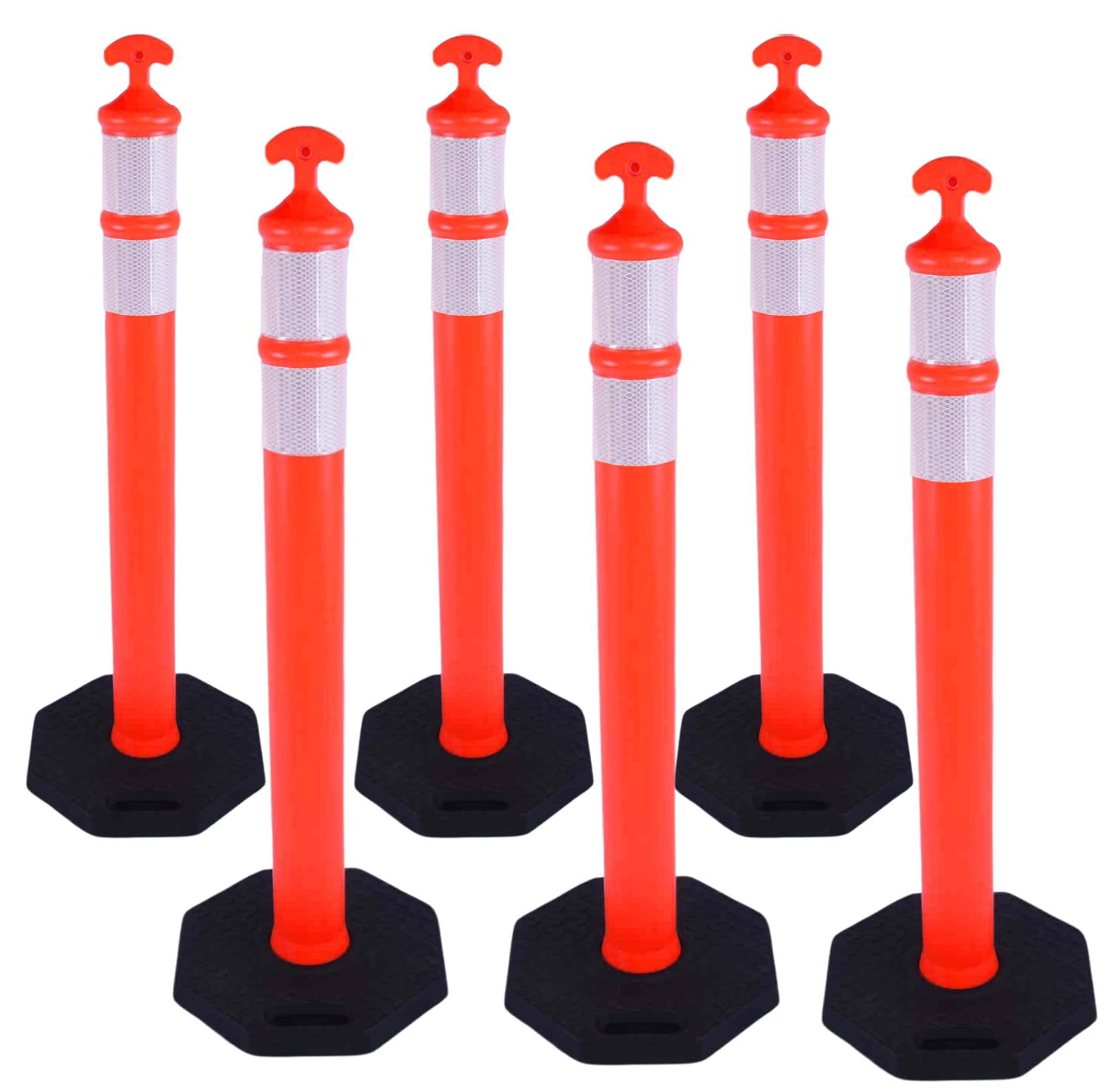 6PACK 42 Inch Orange Traffic Safety Cones, Heavy Duty Rubber Base ...