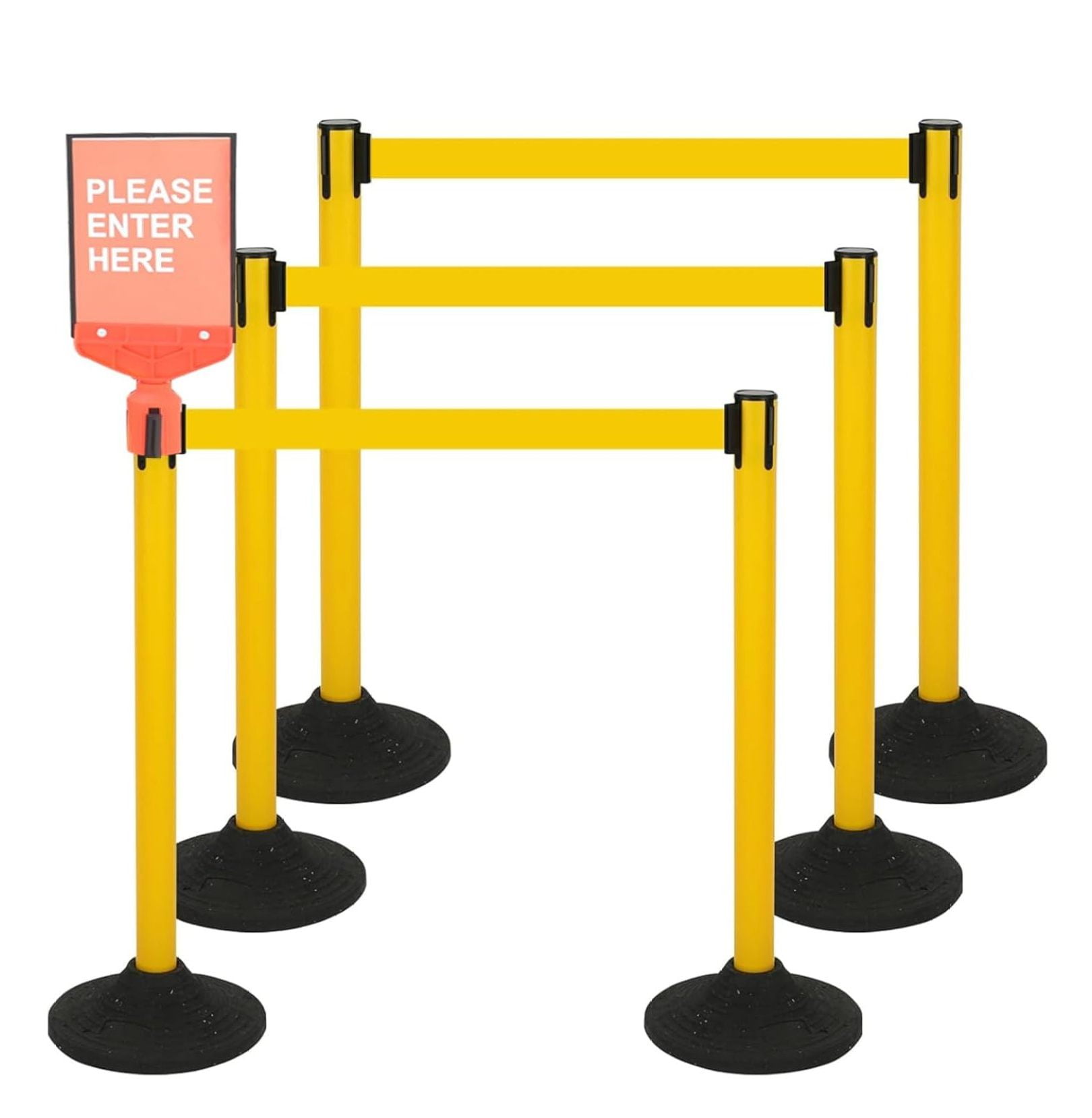 6PACK Crowd Control Stanchions Yellow Set Heavy Duty Crowd Control ...