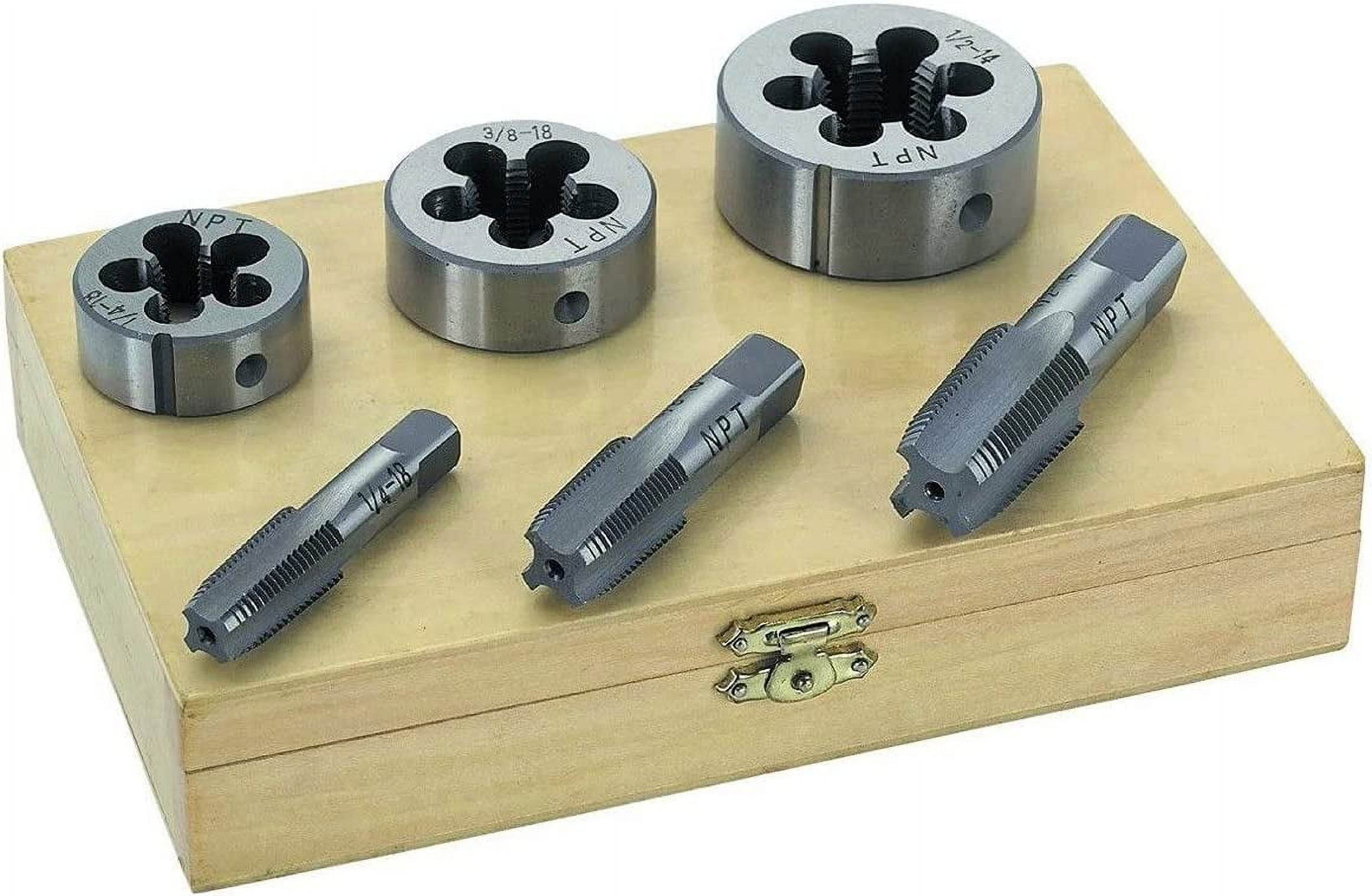 6PC 1/4" 3/8" 1/2" STEEL TAP & TOOL THREADER THREAD KIT PIPE THREADING ...