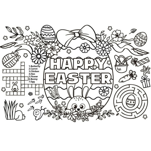 6PC 17x11 Inch Easter Kids Paper Placemat, Children's DIY Coloring ...