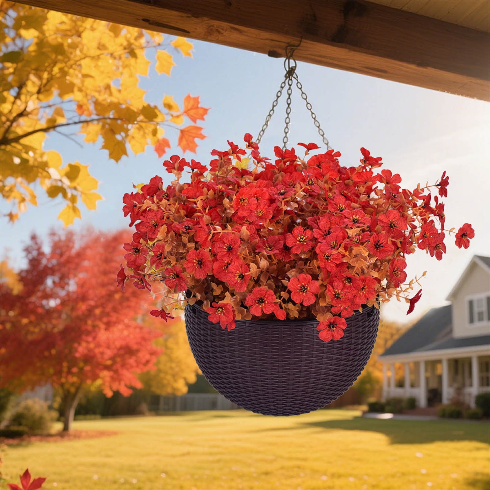 6PC Artificial Flowers for Indoor Outdoors, Simulation Fake Leaf Plant ...