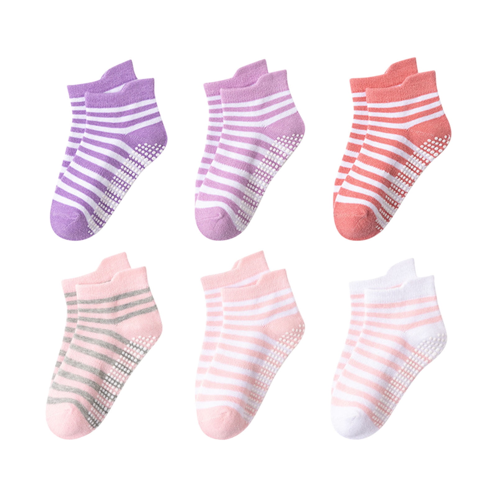 6PC Baby Non Slip Grip Ankle Socks with Non Skids, Comfort Socks for ...