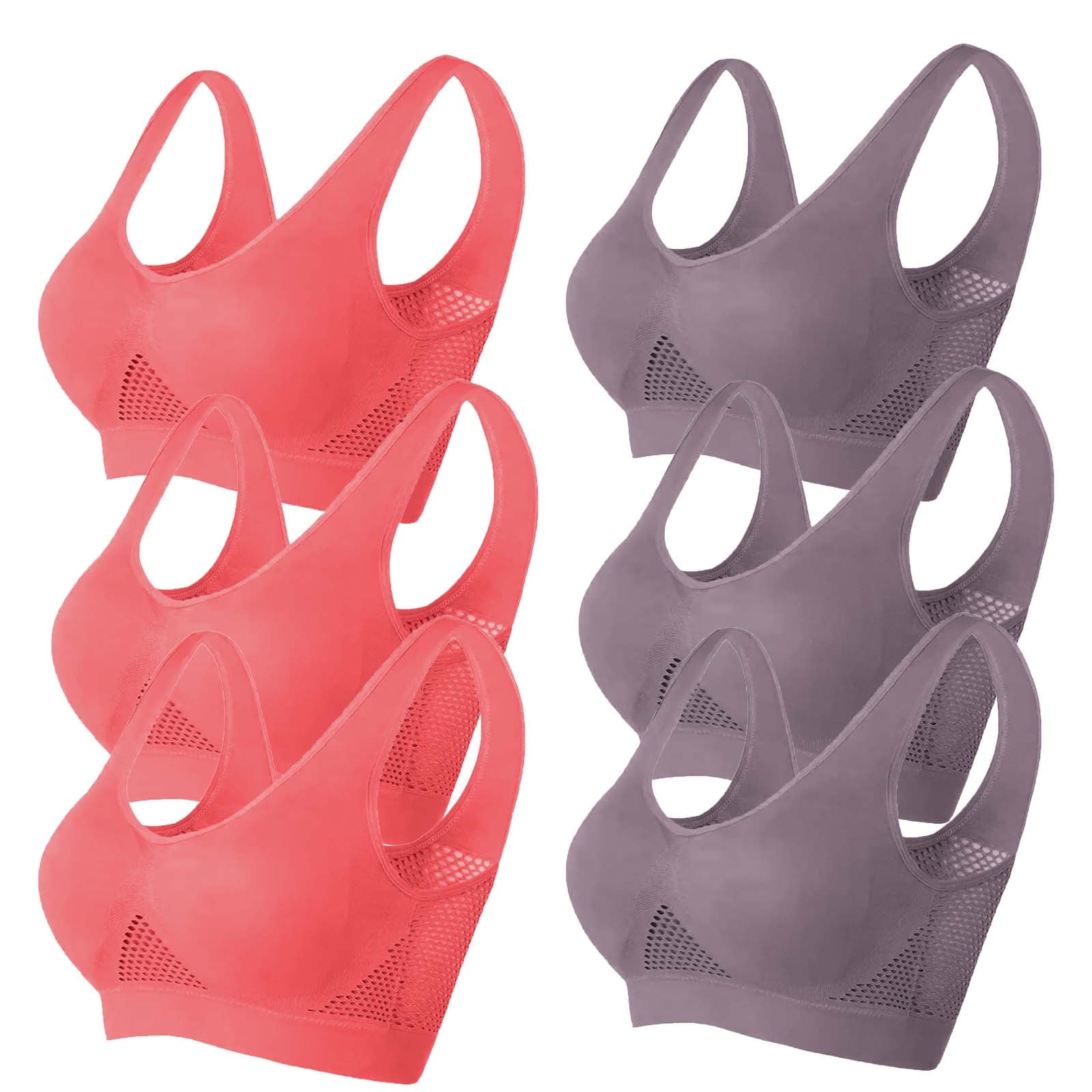 6PC Bras for Women No Steel Ring Breathable Soft Padded Sports Bra ...