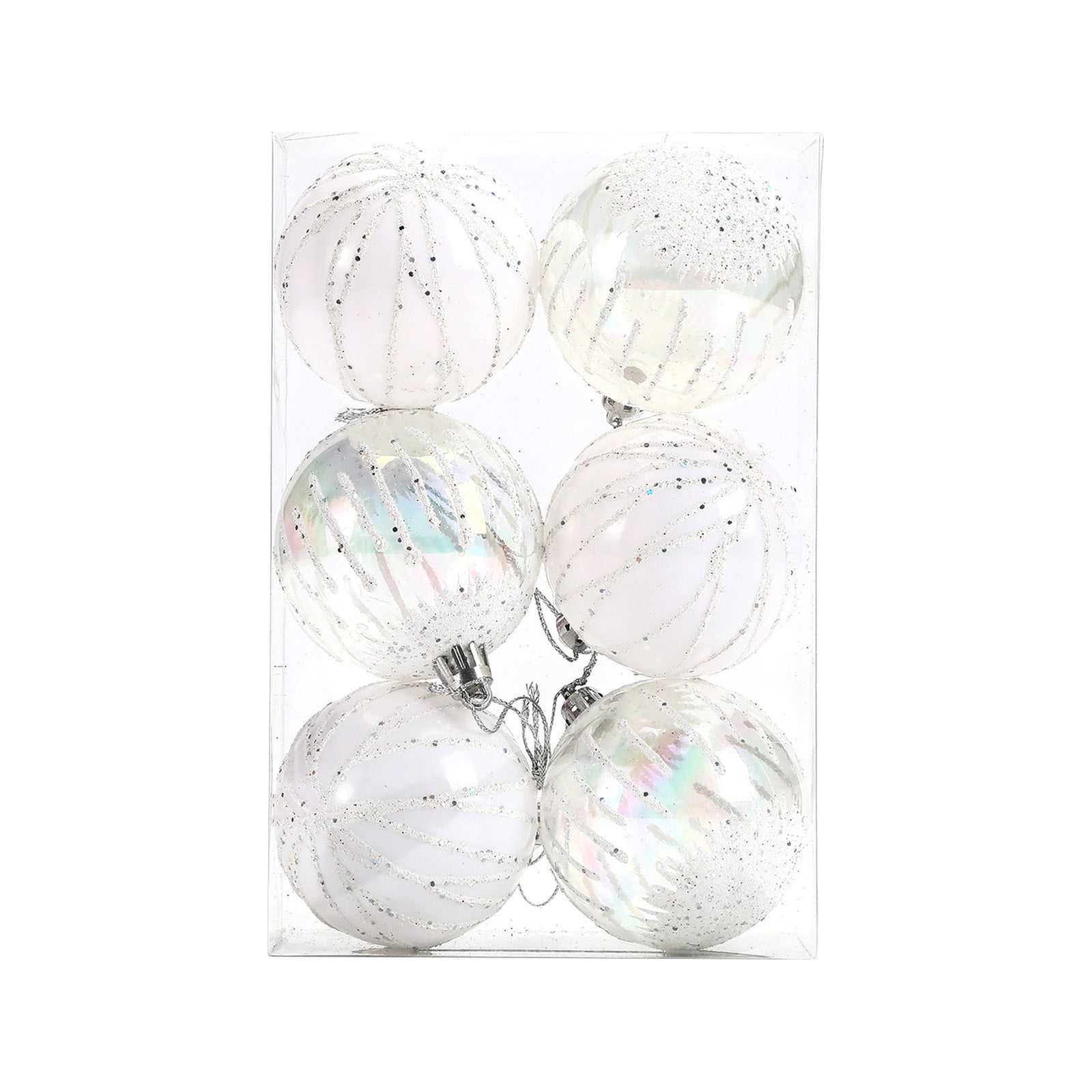 6PC Christmas Balls Xmas Tree Ornaments,Swirl Balls Red Green Plastic ...