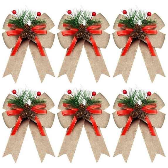 6PC Christmas Plaid Bows Decrations, Buffalo Plaid Bows, Christmas Tree ...