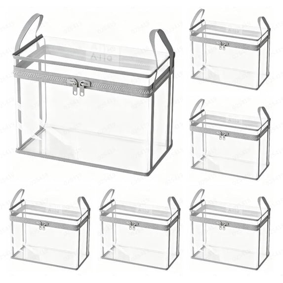 6PC Extra Large Clear Storage Bin with Zipper & Handles, PVC Organizer ...
