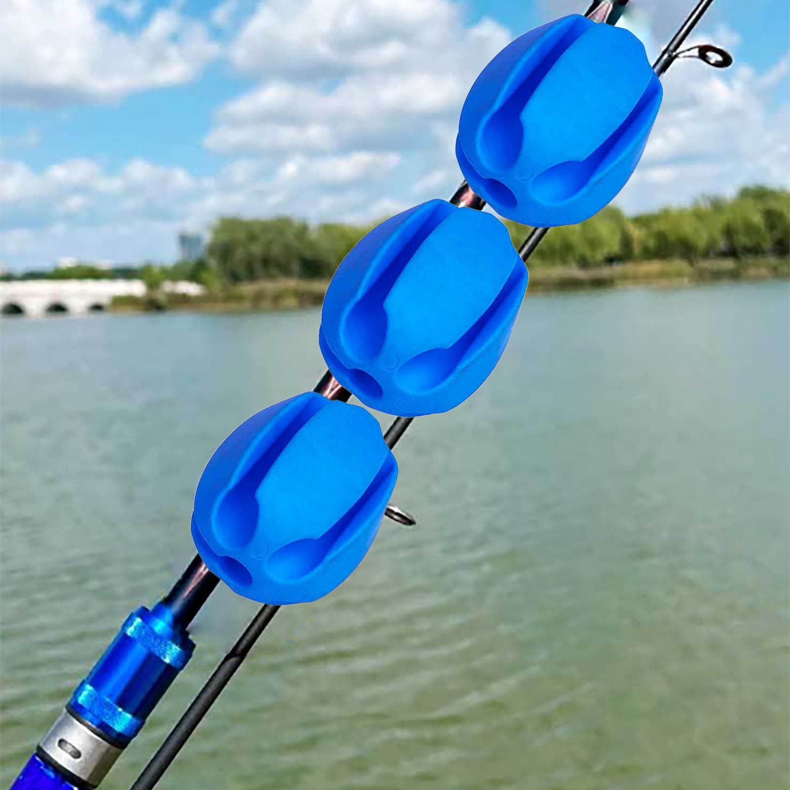 6PC Fishing Rod Holder Straps 5-Hole Silicone Rubber Clips for Rod ...