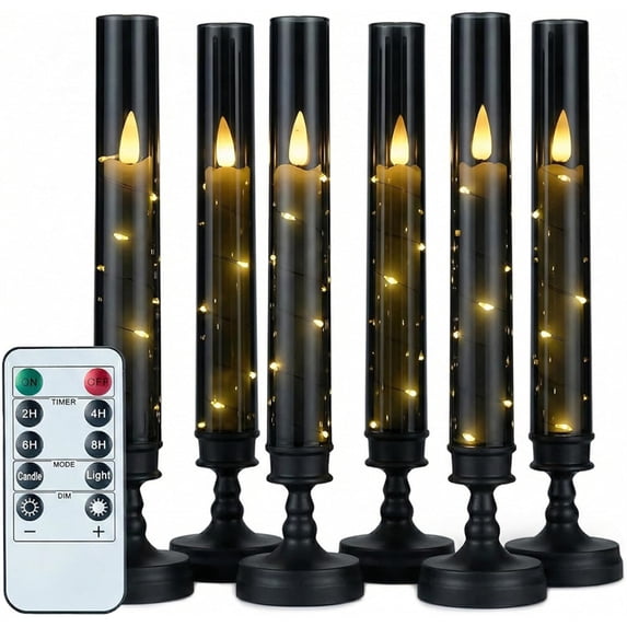 6PC Flameless Candles with Timer,Flickering Flameless LED Pillar ...