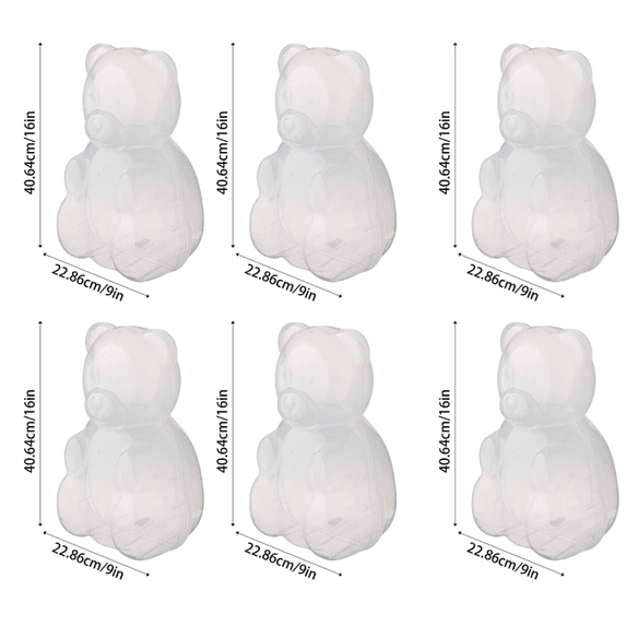 6PC Gummy Bear Container Reusable Giant Bear-Shaped Candy Holder ...