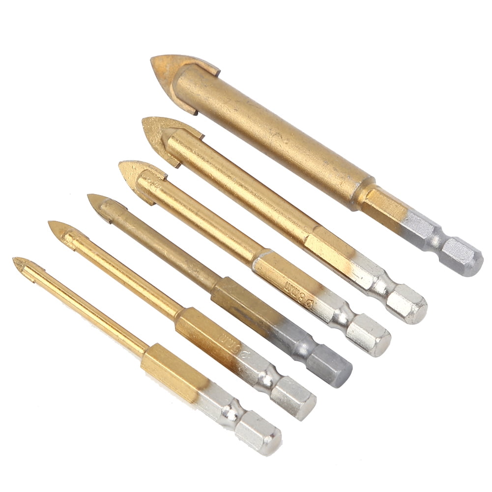 Neyseki 6PC Hexagonal Shank Titanium Triangular Glass Ceramic Drill 4mm ...