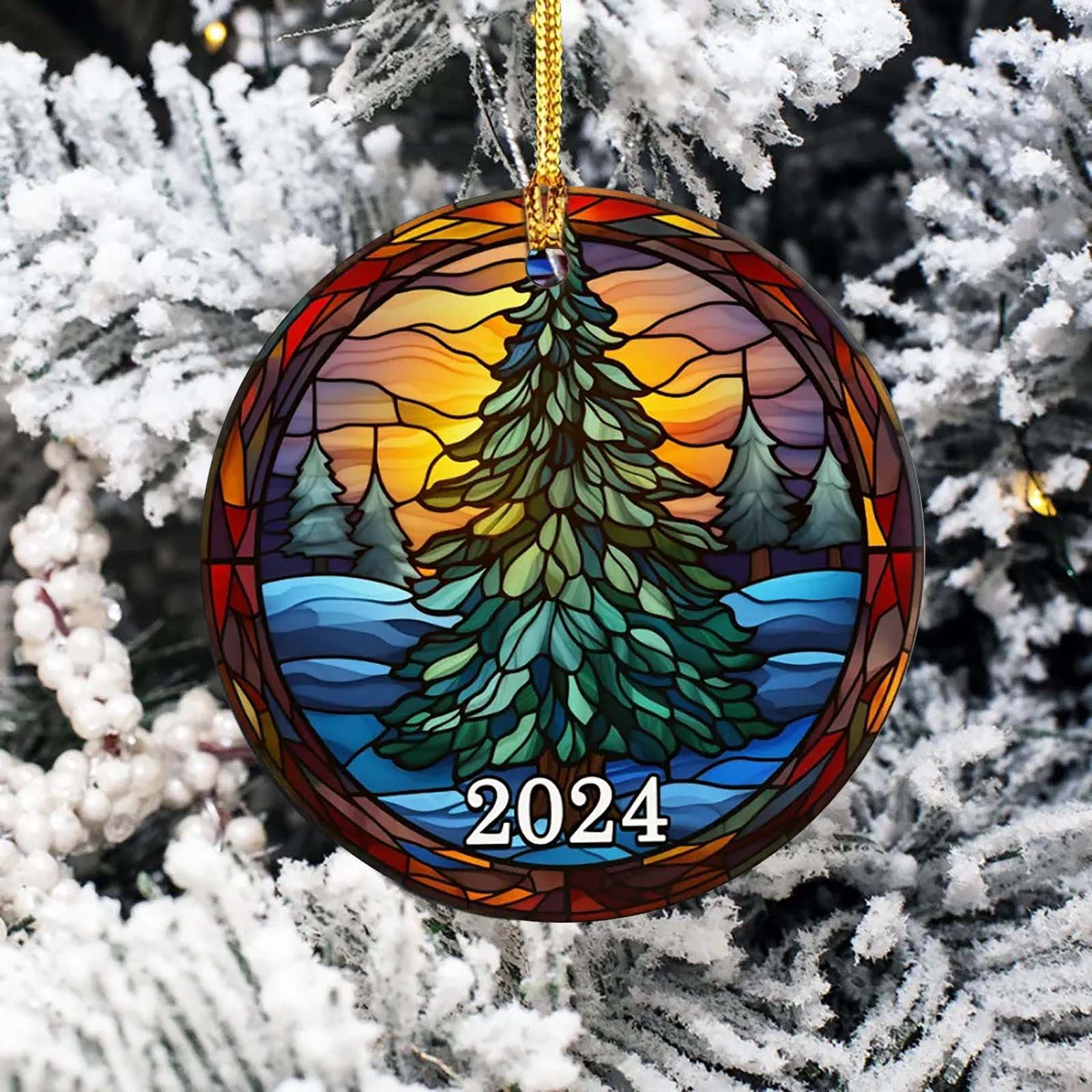 6PC Home decorations Christmas Acrylic Pendant Concave Textured Round ...