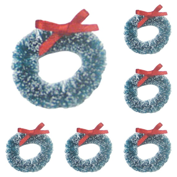 6PC Mini Christmas Wreaths Decorations Artificial Miniature Frost Sisal ...