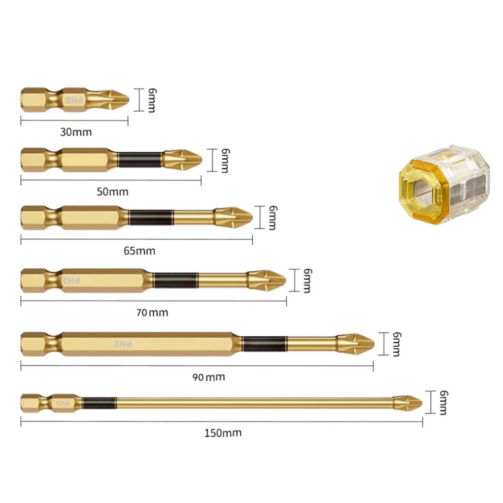 6PC PH2 Magnetic Drill Bit Set with Magnetizer for Various Screw ...