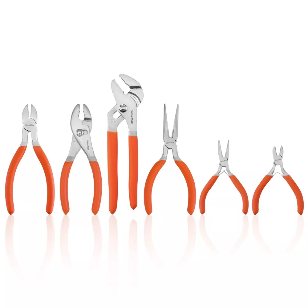 6PC Plier Set Long Nose Plier Diagonal Plier Slip Joint Plier Groove ...