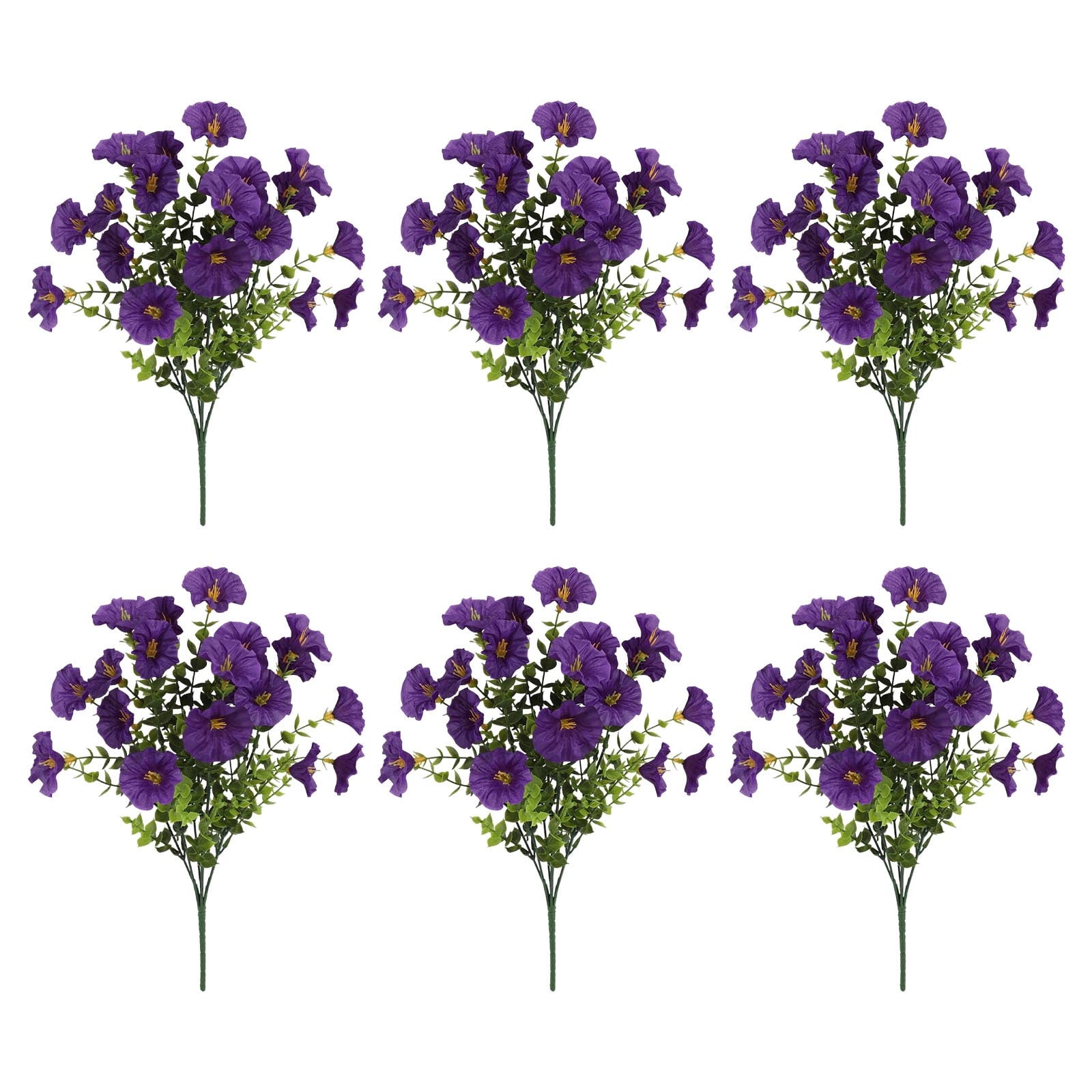 6PC Realistic Outdoor Artificial Silk Flowers - Weather-Resistant ...