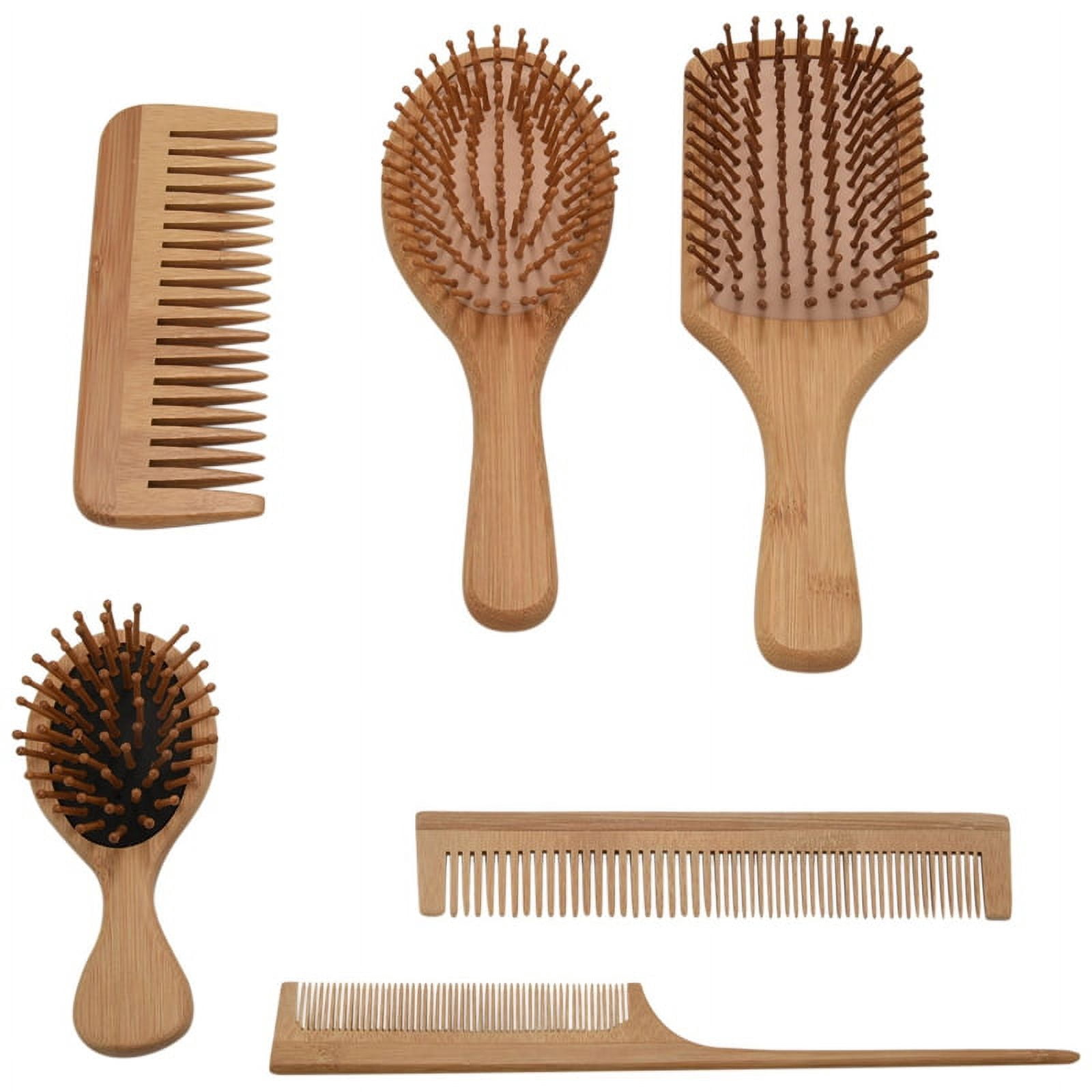 6PC/Set Wood Comb Healthy Paddle Cushion Hair Loss Massage Brush ...