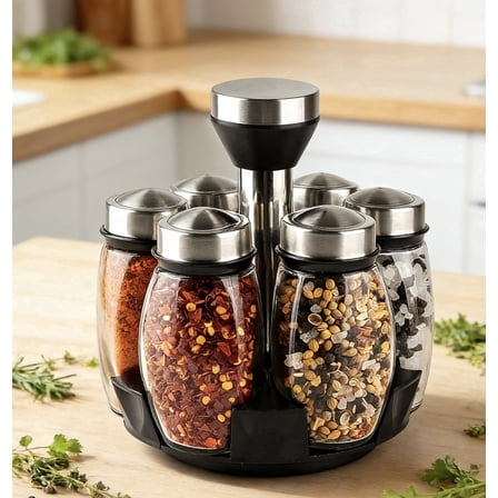 Rotating Spice Rack with 16 Jars, Revolving Spice Rack Organizer for ...