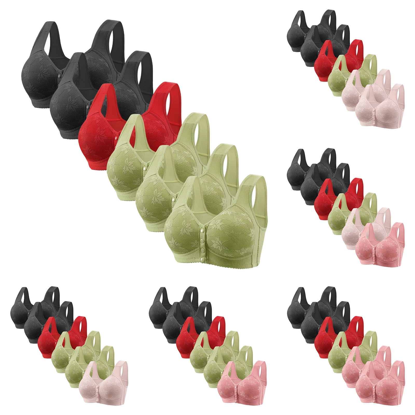 6PC Sports Bras for Women Non Steel Ring Gathered Bra With Thin Cup And ...