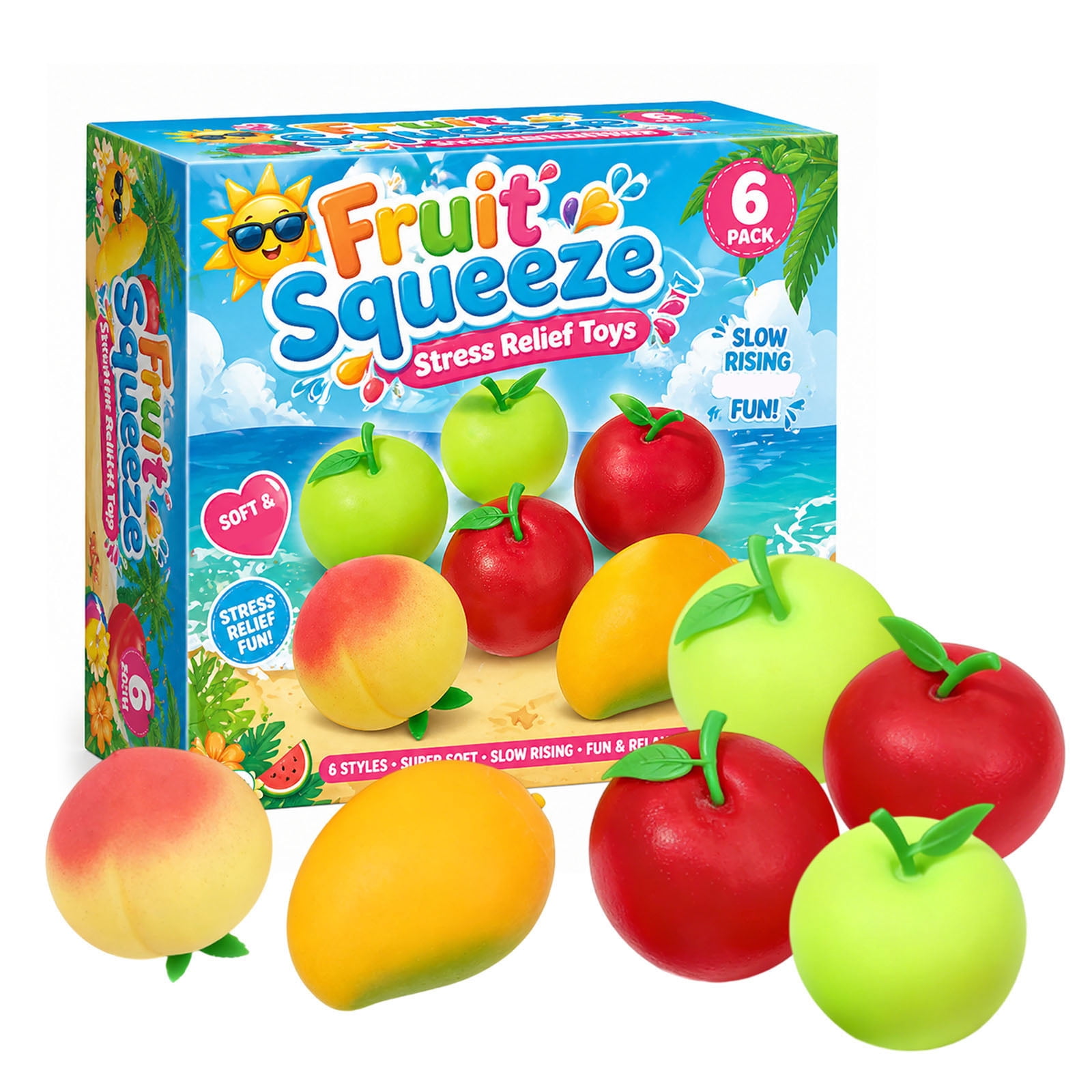 6PC Squishies Featuring Fruit Squeeze Set – Assorted Kawaii Food ...