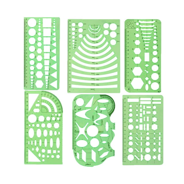 6PC Transparent Geometric Drawing Ruler Design Template Ruler Set ...