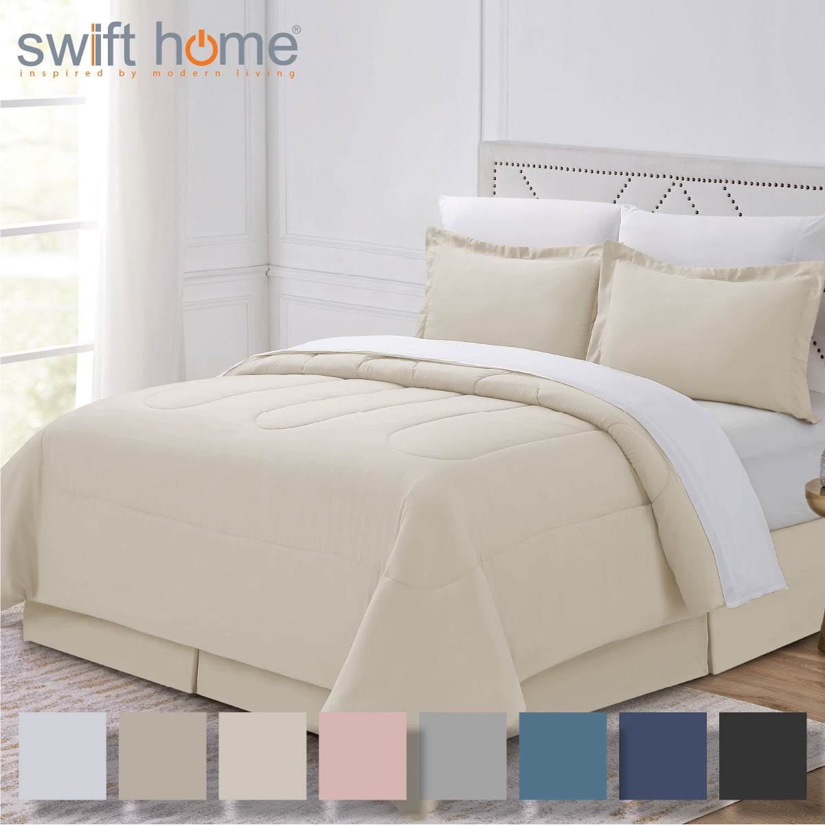 6PC Twin Complete Bedding Set (Comforter, Sheets, Pillowcases, Bed ...