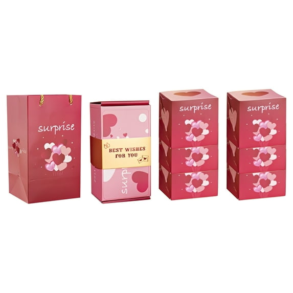 6PC Valentine's Day Surprise Bounce Box - Red Folding Jump Gift Box for ...