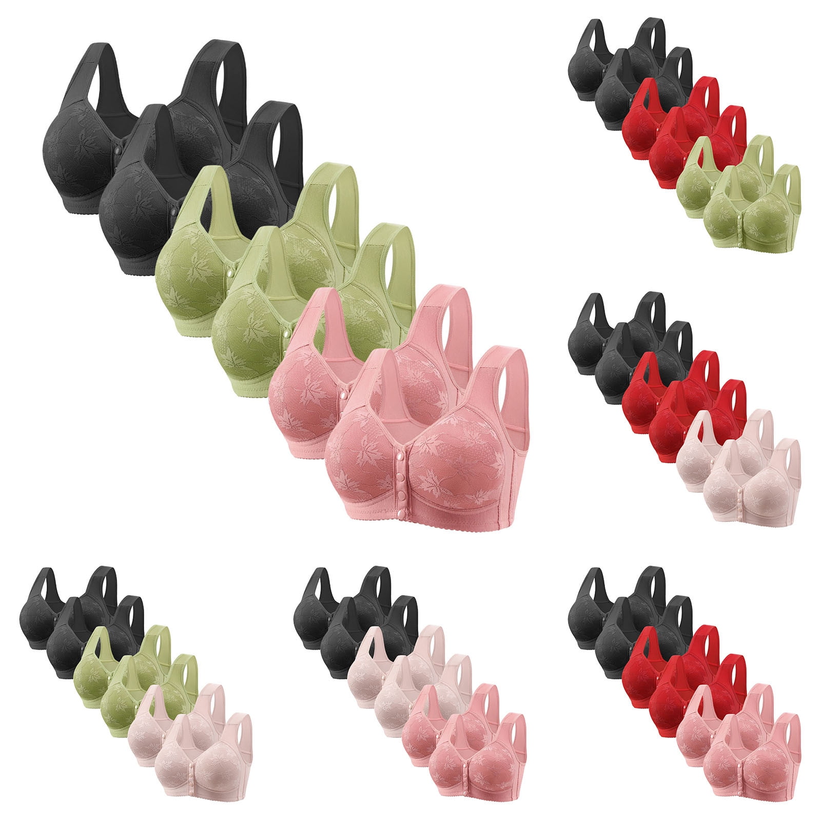 6PC Women's Racerback Sports Fitness Support Non Steel Ring Gathered ...