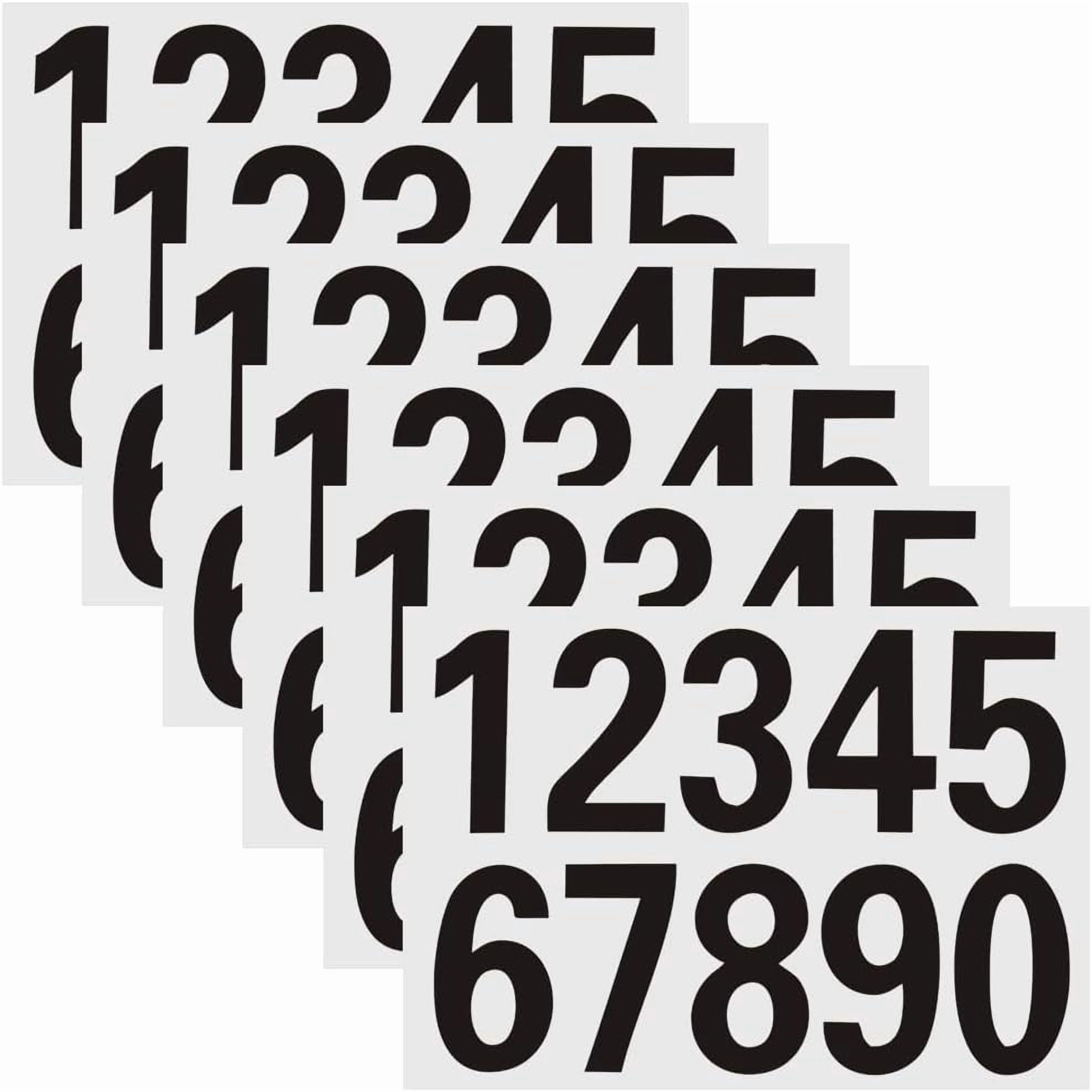 6PCS 0~9 Reflective Mailbox Number Stickers Black Vinyl Waterproof ...