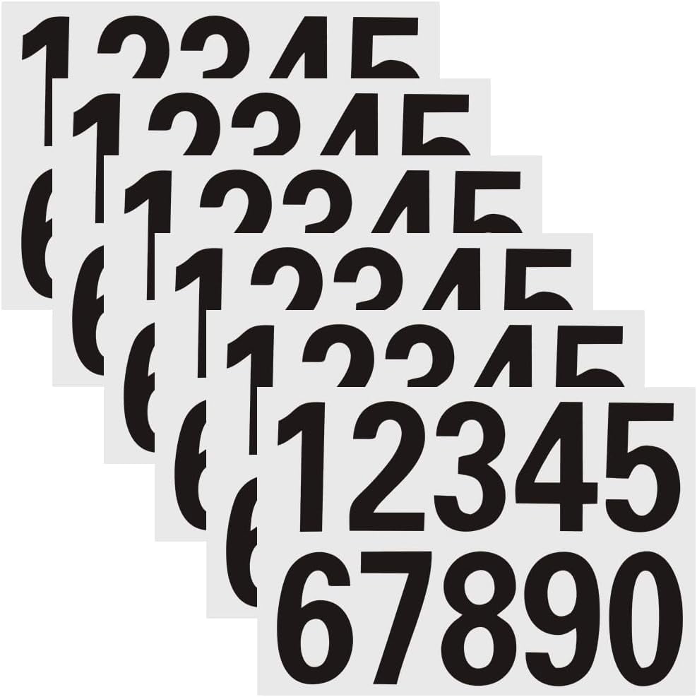 6PCS 0~9 Reflective Mailbox Number Stickers Black Vinyl Waterproof ...