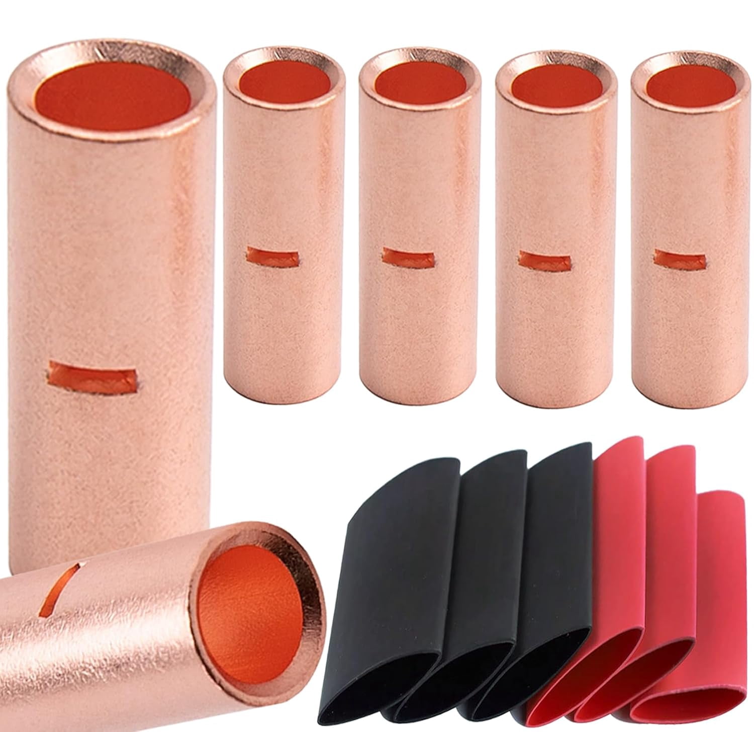 6PCS 0 Gauge Butt Connectors 1/0 AWG Uninsulated Butt Splice Connectors ...