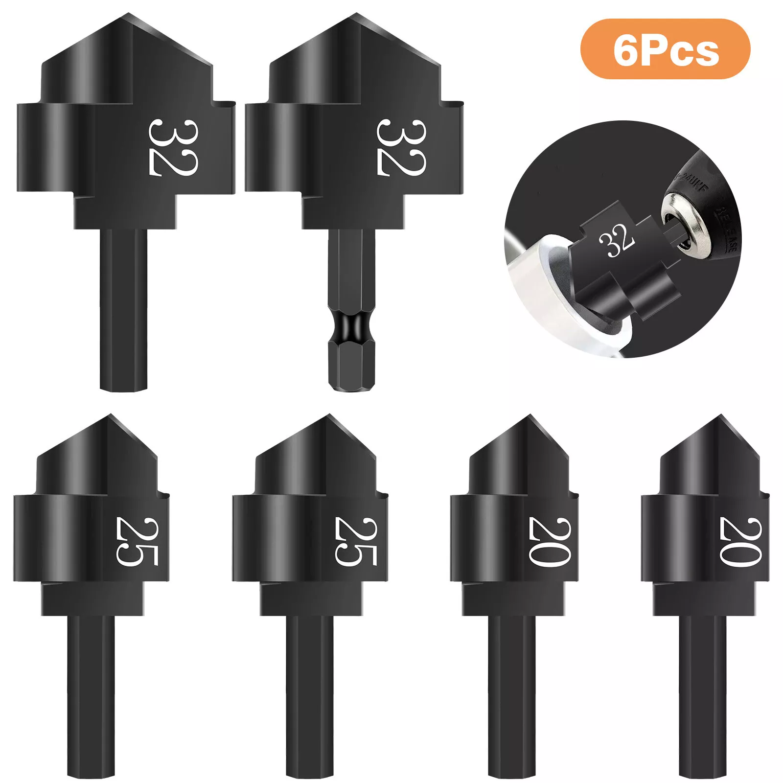 6PCS 1/4" PPR Lifting Stepped Drill Bit for PVC Water Pipe Reamer ...