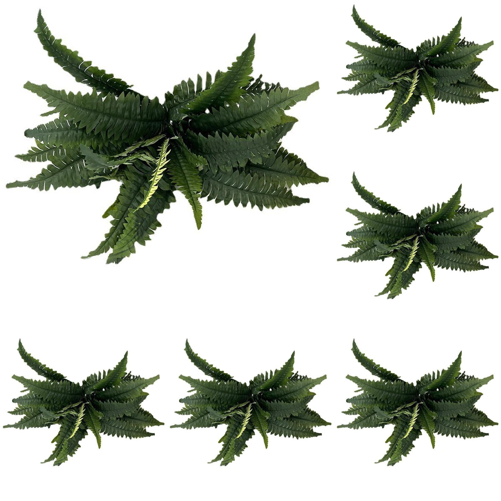 6PCS 11" Artificial Fern Bush - 28 Branch Realistic Fern Bouquets ...