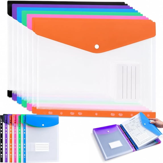 6PCS 11-Hole Expanding File Pockets, Waterproof 0.4mm Thick PP ...
