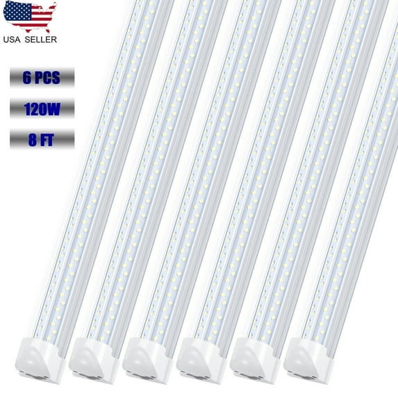 6PCS 120W 8' LED Tube Light Garage Bulbs T8 Linkable 8FT LED Shop Light ...