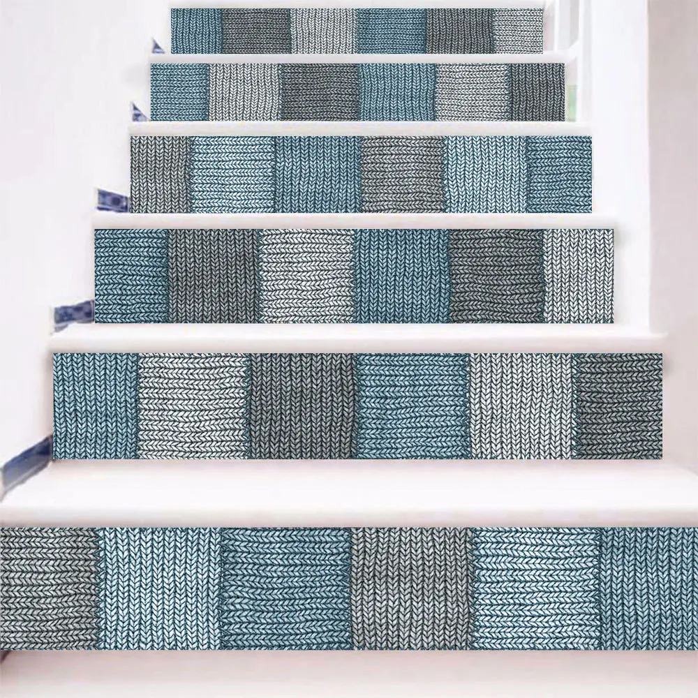 6PCS/13PCS Weave Shaped Mosaic Staircase Stickers Self Adhesive Vinyl ...