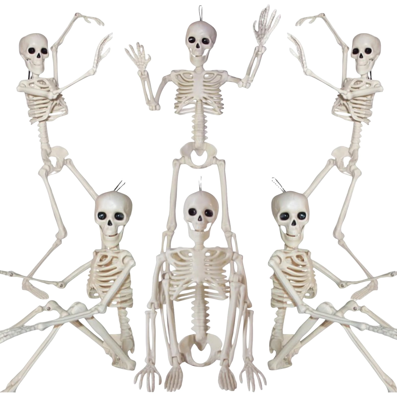 6PCS 16" Posable Skeleton Set, Halloween Decorations Articulated ...