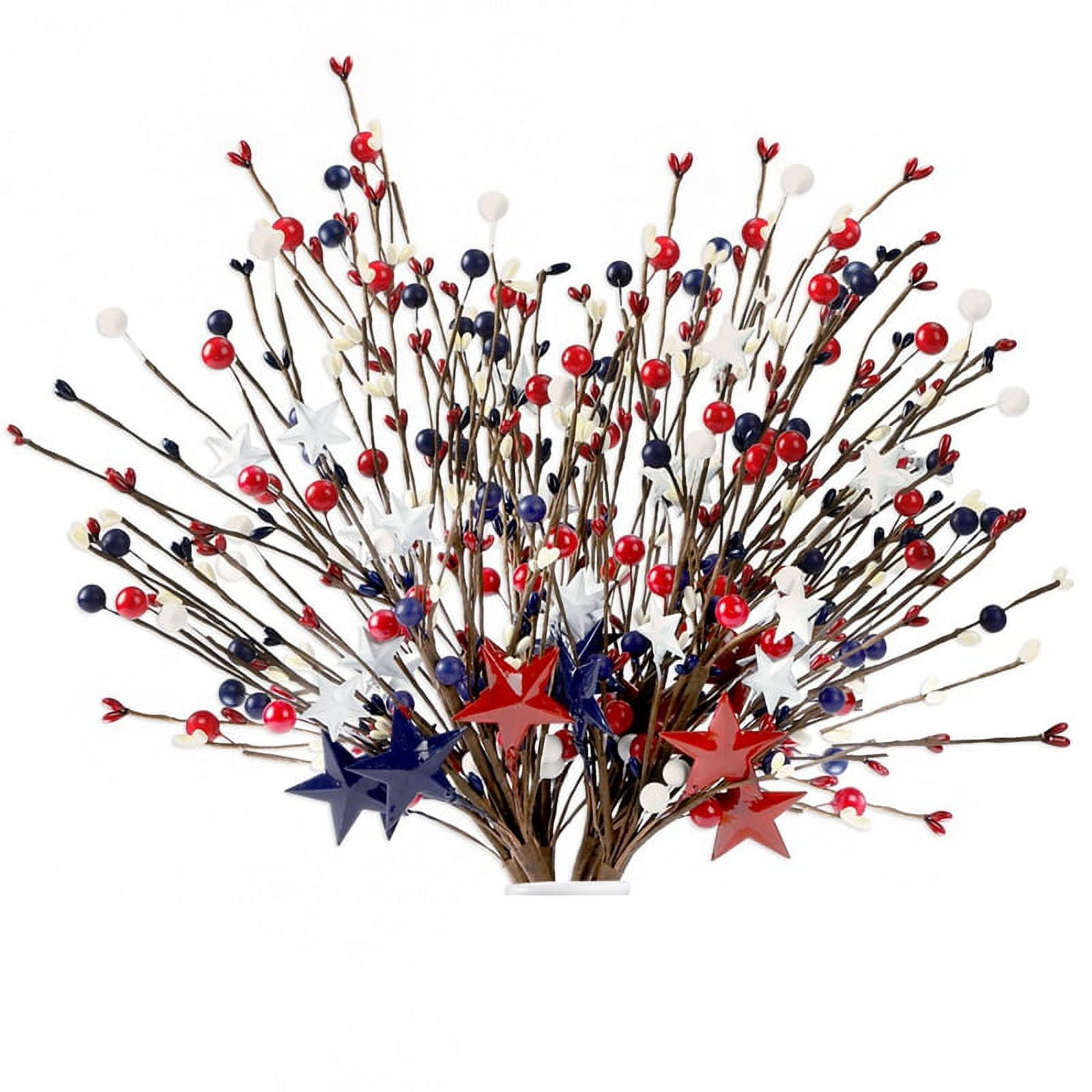 6PCS 16Inch Artificial Berry Stem Picks Patriotic Pip Berry for 4Th of ...