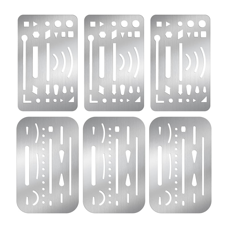 6PCS 2 Styles Stainless Steel Erasing , Eraser Shield Eraser Template ...