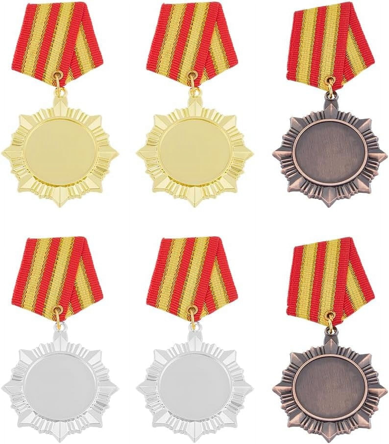 6PCS 3 Colors Blank Award Medals with Pin Costume Badge Medal Alloy ...
