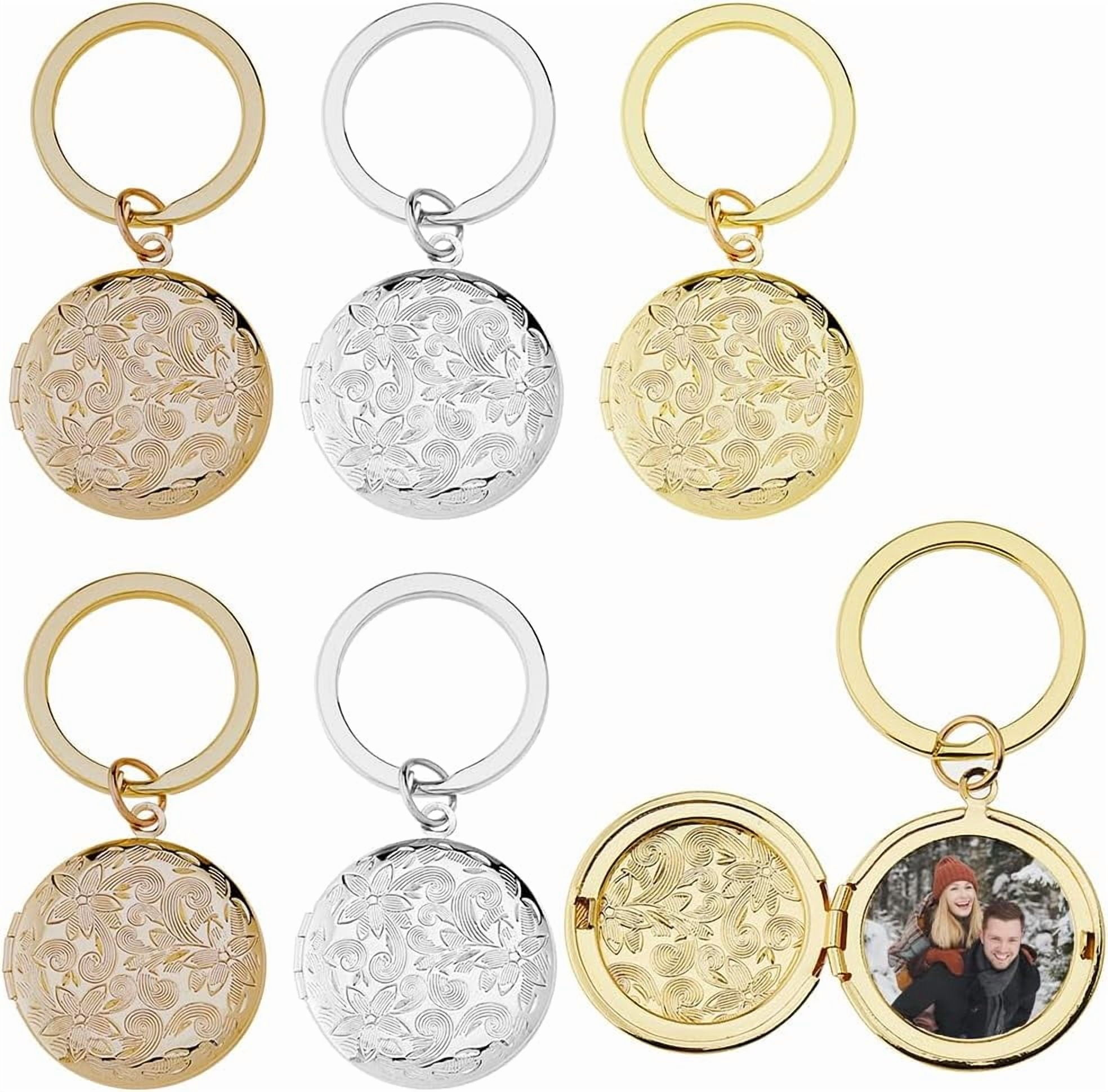 6PCS 3 Colors Oval Locket Keychains Metal Photo Keychains Locket ...