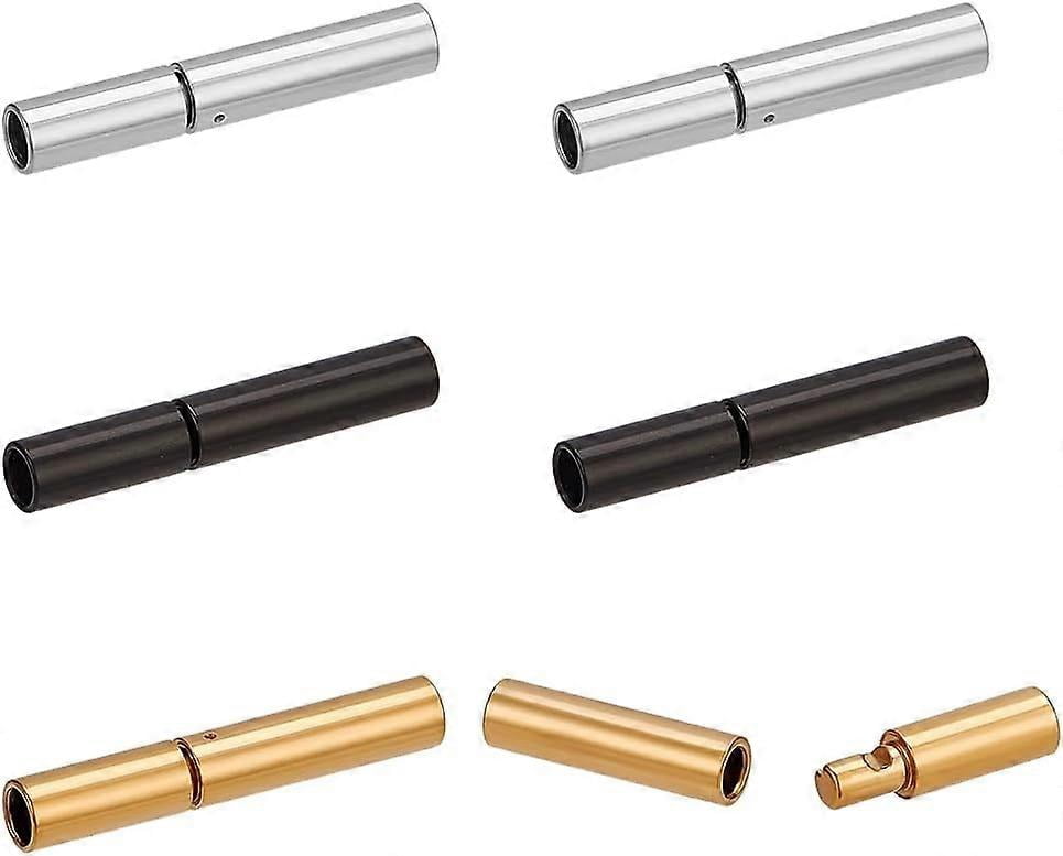 6PCS 3 Colors Stainless Steel Bayonet Clasps Column Push Clasps Tube ...